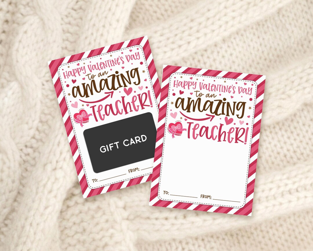 Teacher Valentine Gift Card Holder Printable, Educator Appreciation ...