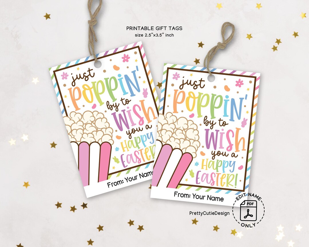 Easter Bunny Gift Tags Printable, School Classroom Easter Tags, Happy ...