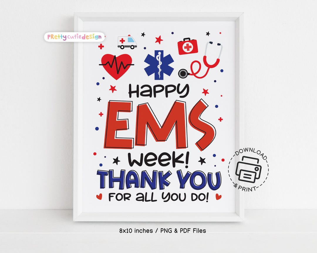 EMS Week Sign Printable, Thank You EMS Professionals Wall Art, EMT ...
