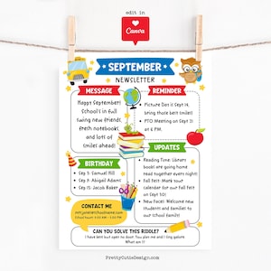 Editable September Classroom Newsletter Template: Back to School Flyer ...