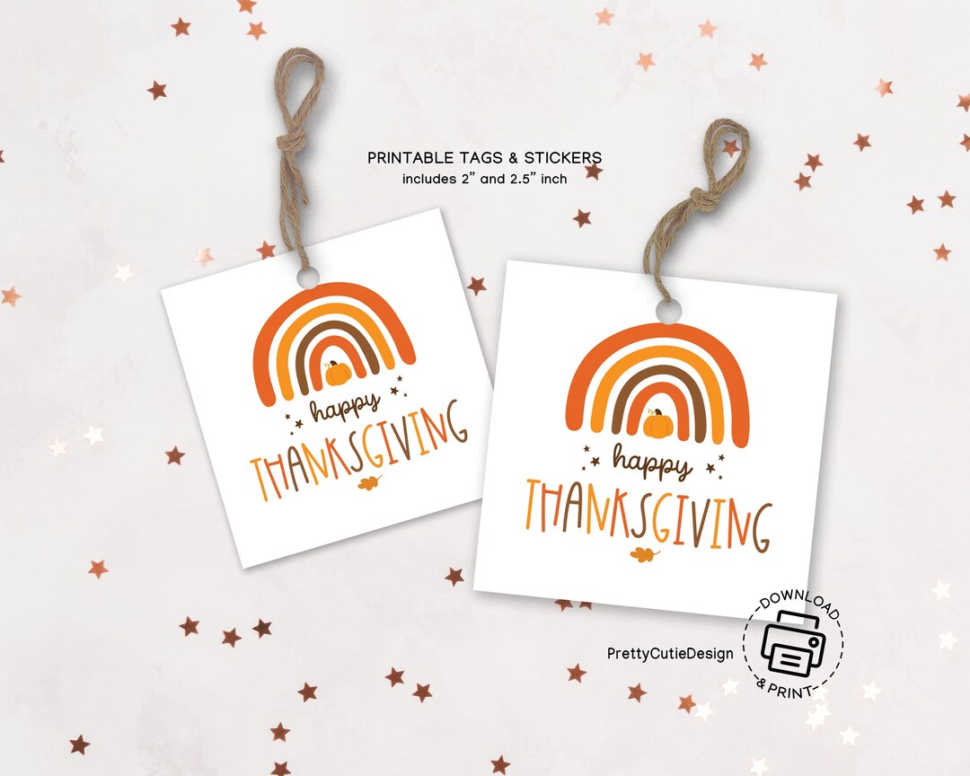 Happy Thanksgiving Gift Tags Printable, Thank You Square Cookie Gift ...