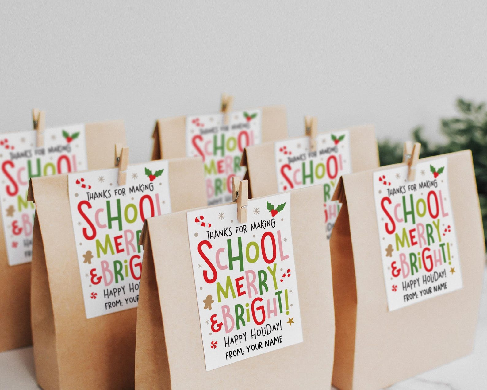 Teacher Christmas Gift Tags, School Merry and Bright Printable, Staff ...