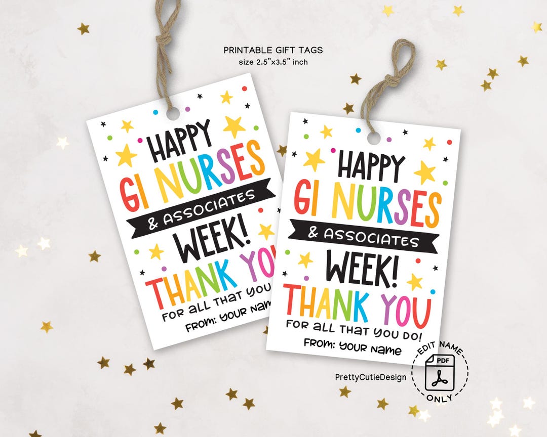 GI Nurses Appreciation Week Gift Tag Printable, Happy GI Nurses and ...