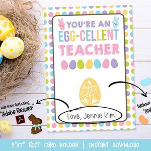 You're an Egg-cellent Teacher, Pastel Color Easter Coffee Gift Card ...