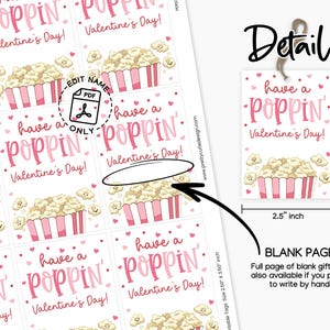 Have A Popping Valentine's Day Gift Tag, Valentines Gift Tags, Popcorn ...