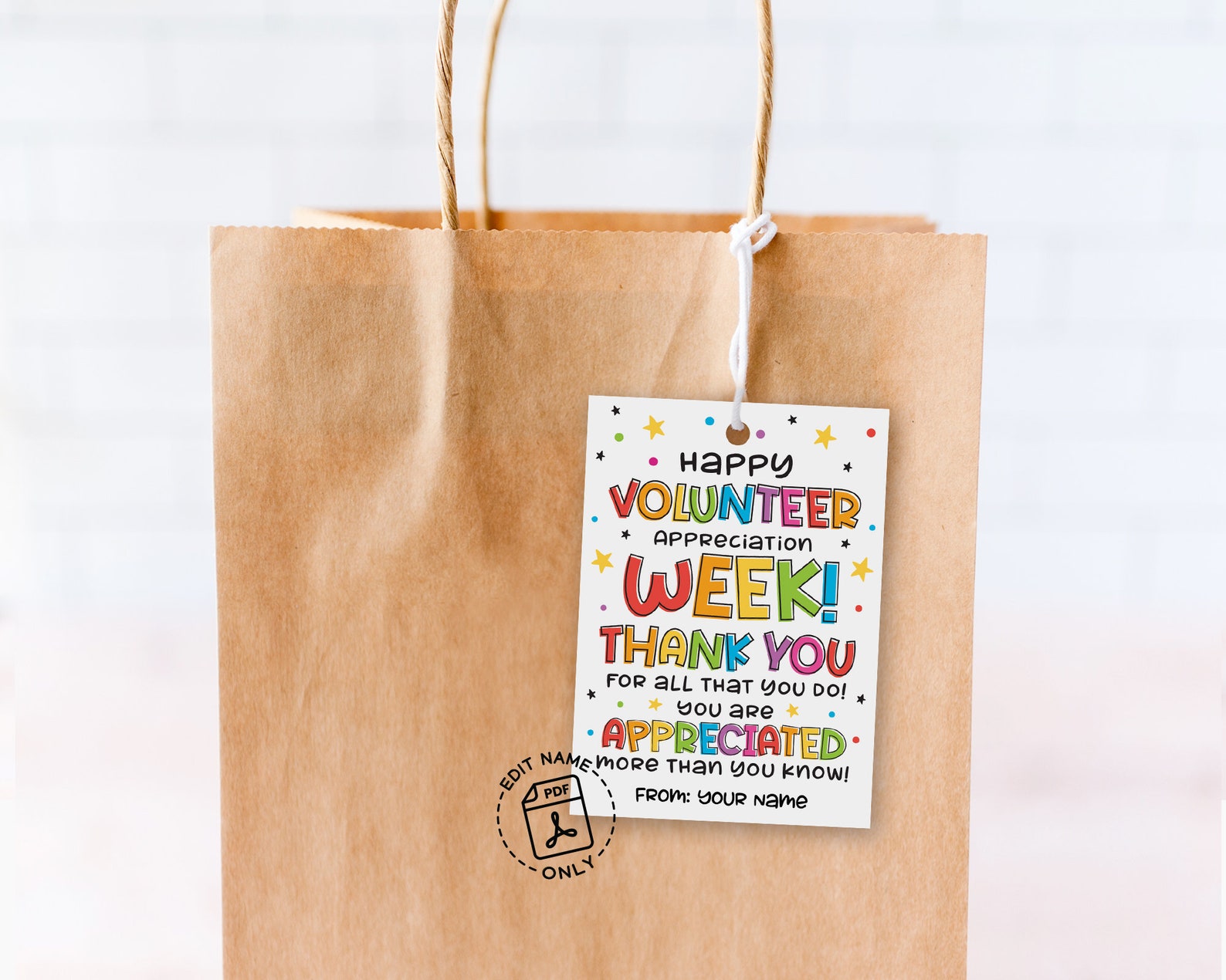 Volunteer Appreciation Gift Tag Printable, Classroom Volunteer ...