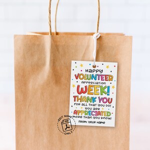 Volunteer Appreciation Gift Tag Printable, Classroom Volunteer ...
