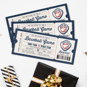 Baseball Game Ticket Gift Template: Printable Surprise Voucher (canva ...