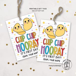 Happy First Day of School Chip Chip Hooray Tag, Back to School Tags ...