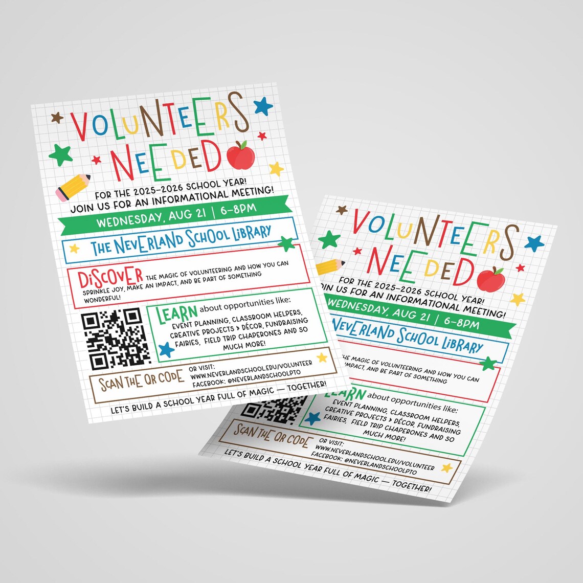 School Volunteer Flyer Template, Editable PTO Recruitment Poster (canva ...