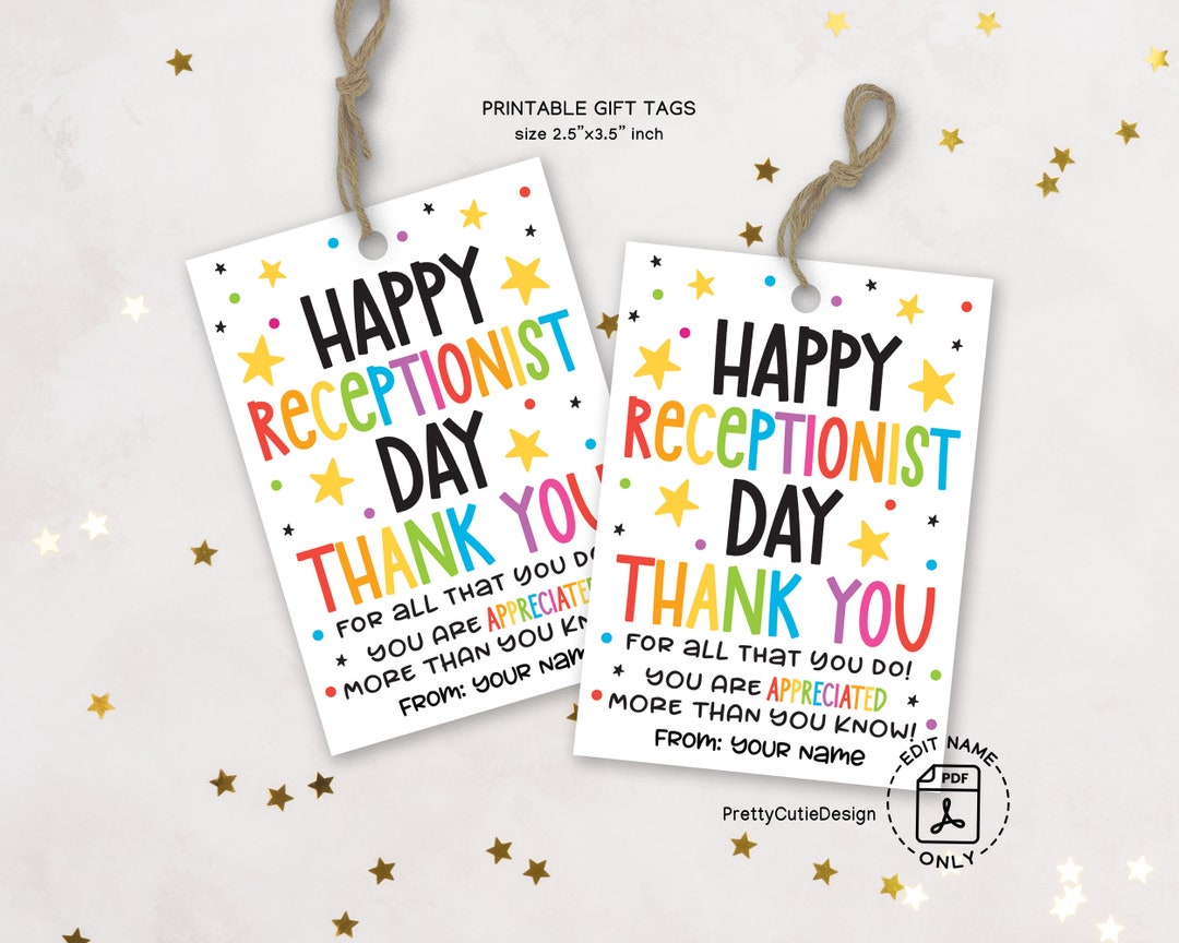 Receptionists Day Gift Tag Printable, Receptionist Day Card ...