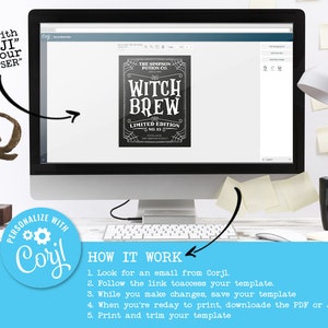 Witch Brew, Hallowine Witches Label, Personalised Halloween Wine Bottle ...