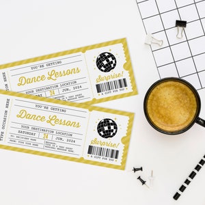 Surprise Ticket Dance Lessons Gift Certificate Template Editable, Dance ...