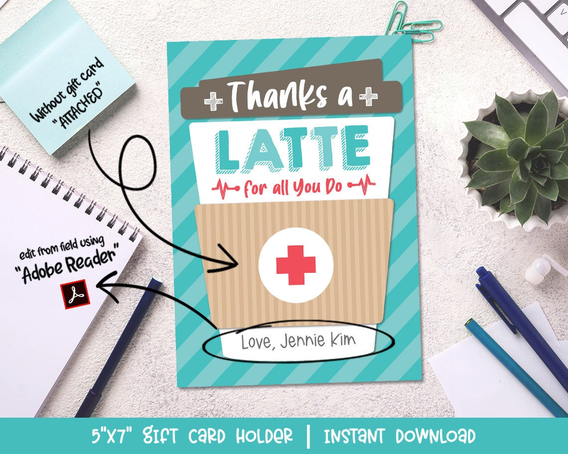 Thanks a Latte for All You Do Nurses Day Thank You Gift Card - Etsy