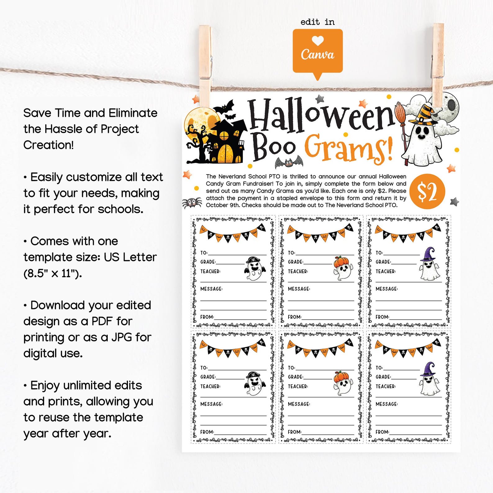 Halloween Boo Grams, School PTO Fundraiser Flyer (digital Download) - Etsy