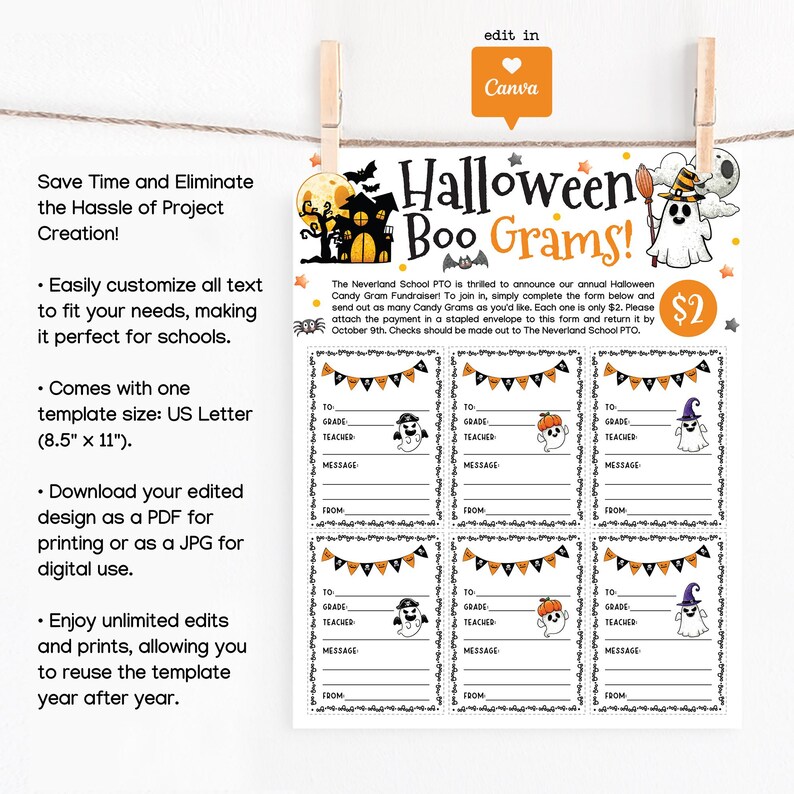 Halloween Boo Grams, School PTO Fundraiser Flyer (digital Download) - Etsy