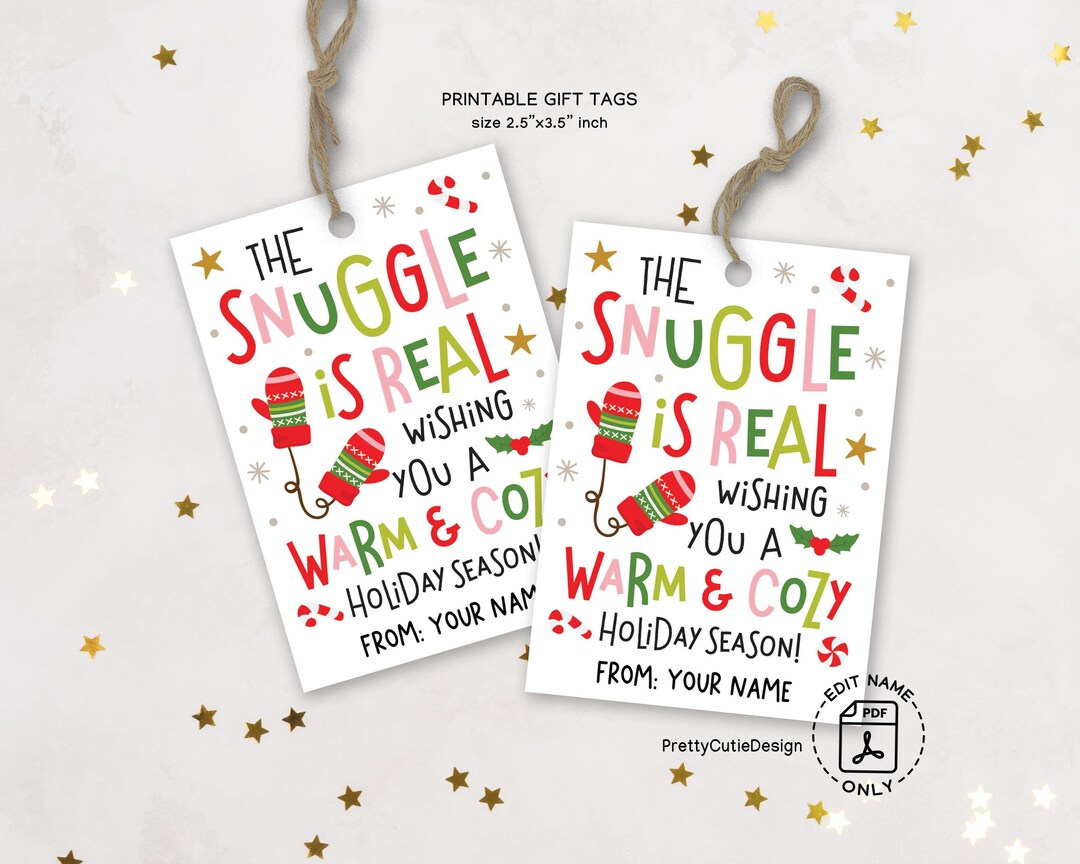 Christmas Gift Tags, Snuggle is Real, Warm Cozy Holiday Present Labels ...