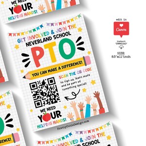 School PTO PTA Flyer Template, Editable Canva School Poster Printable ...