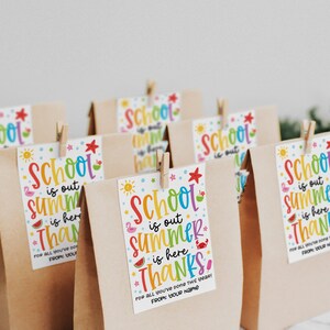 End of School Year Gift Tags, School's Out for Summer Tags, Summer ...