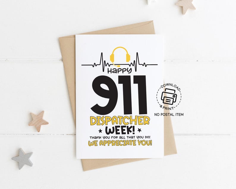 911 Dispatcher Greeting Card Printable, Public Safety Appreciation Card ...