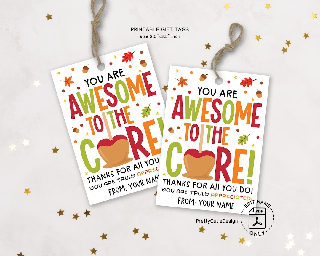 Teacher Appreciation Gift Tags: Apple Thank You Printable (PDF Download ...