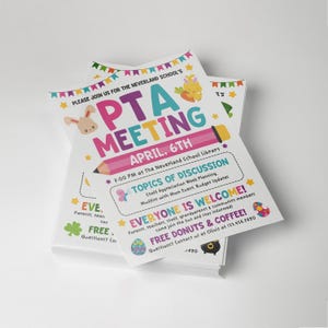 PTA PTO Meeting Flyer Bundle Printable, Editable 12 Month School ...