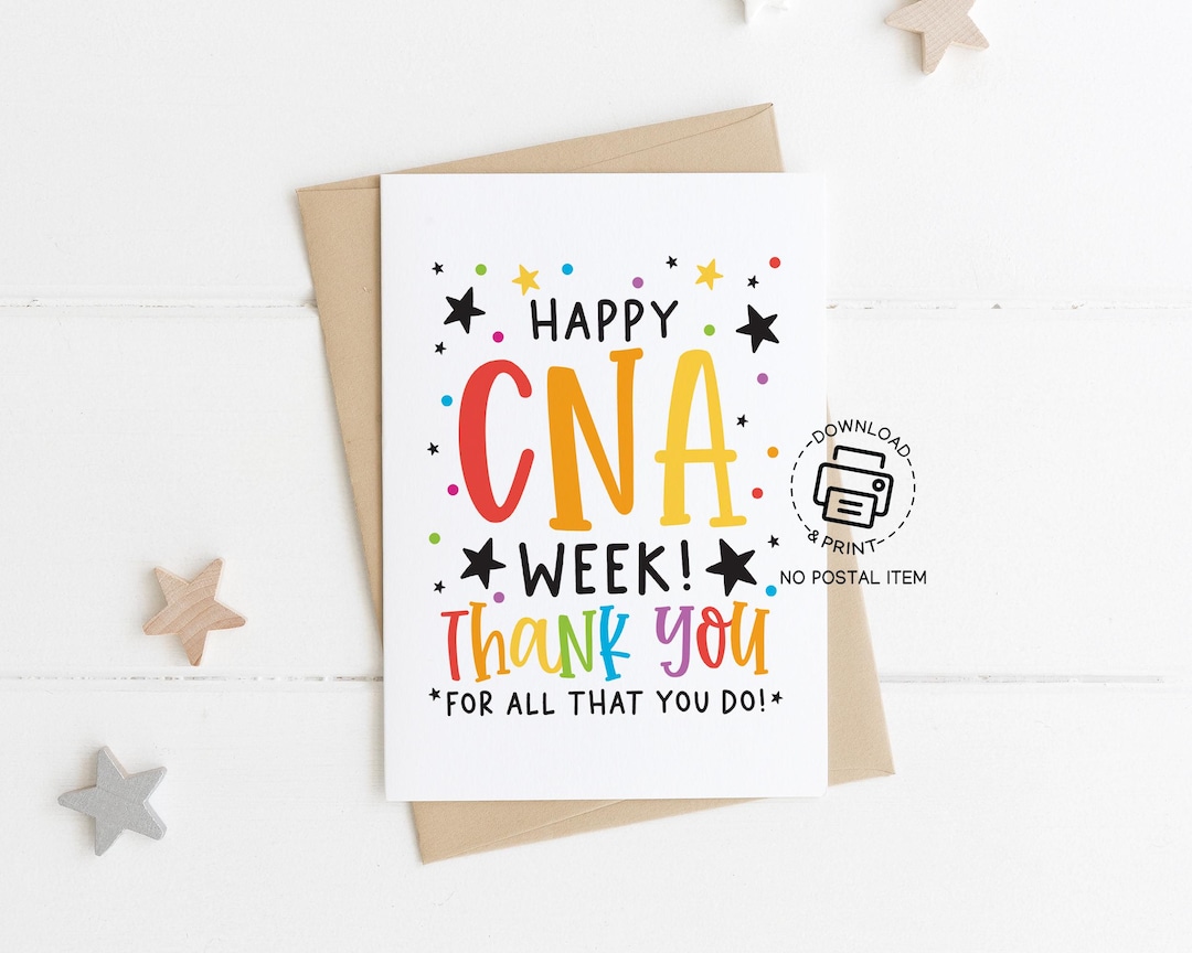 Printable CNA Week Thank You Card, Happy CNA Week Greeting Card, Nurse ...