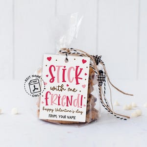 Stick With Me Friend Valentine's Day Tag, Printable Gift Tag, Digital ...