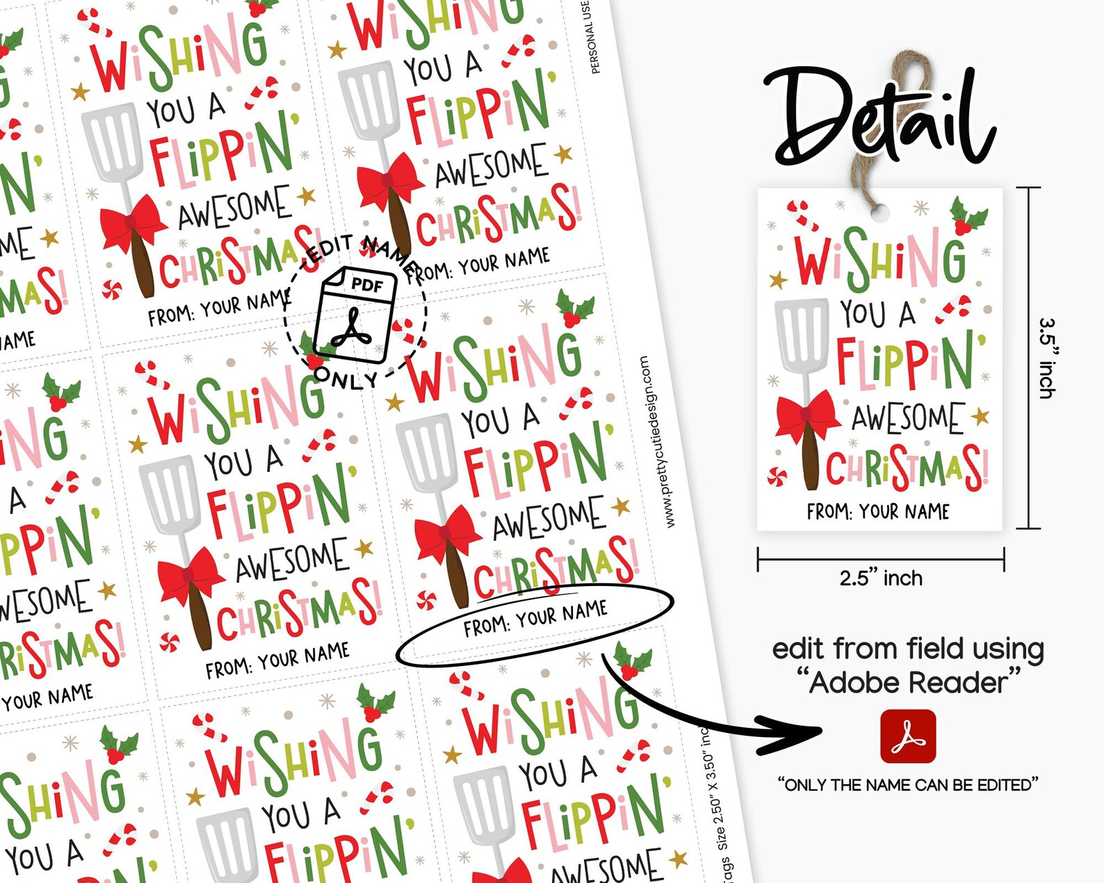 Pun Kitchen Christmas Gift Tags Printable, Spatula Treat Labels ...