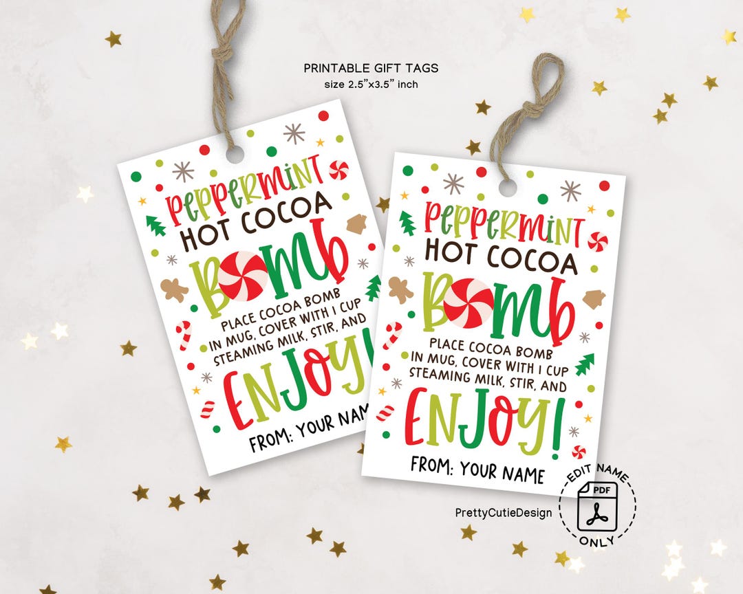 Christmas Hot Cocoa Bomb Tags, Classroom Winter Break Teacher Favor ...