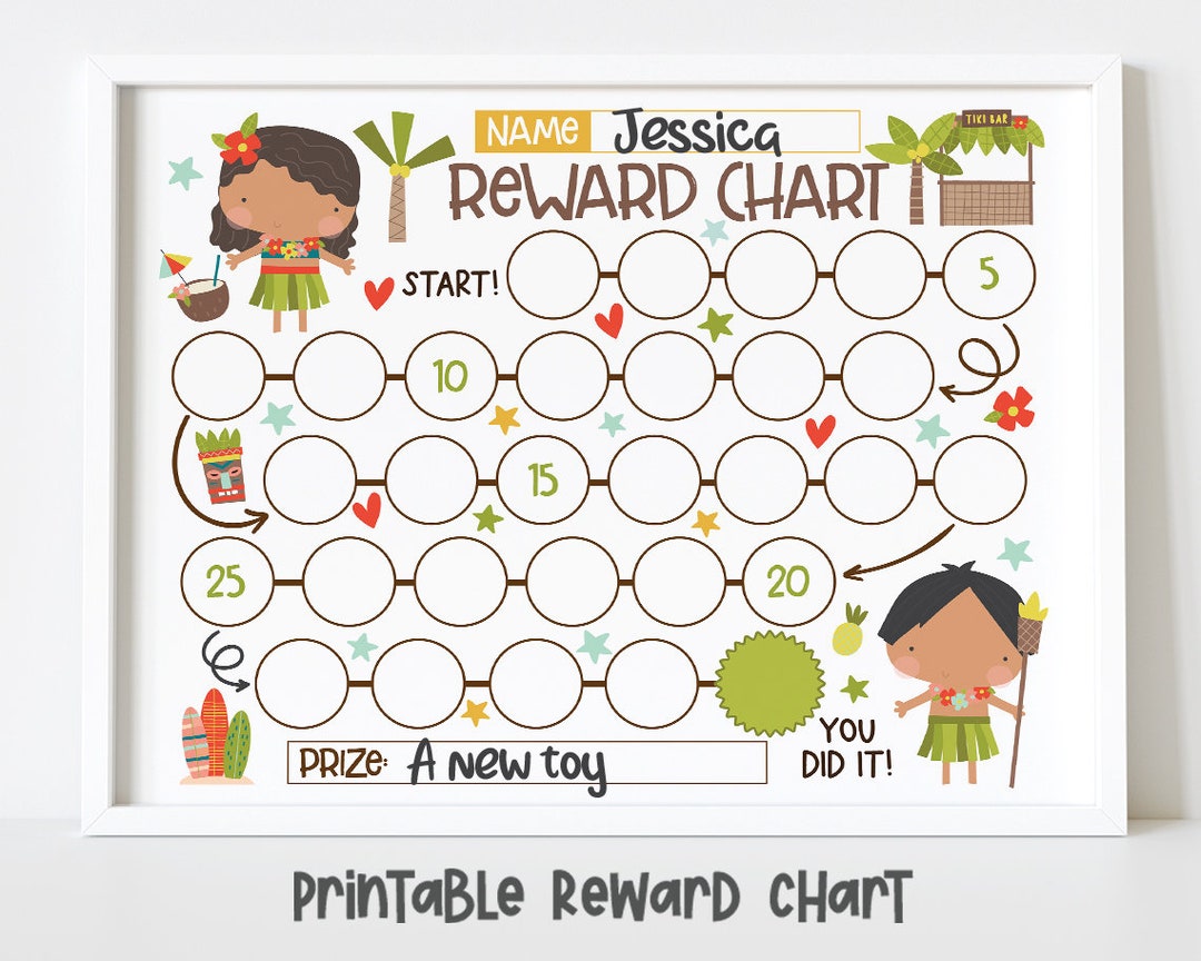 Printable Aloha Hawaii Reward Chart for Kids, Simple Kids Reward Chart ...