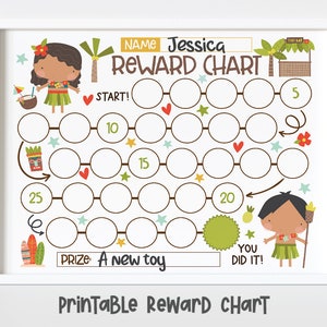 Printable Aloha Hawaii Reward Chart for Kids, Simple Kids Reward Chart ...