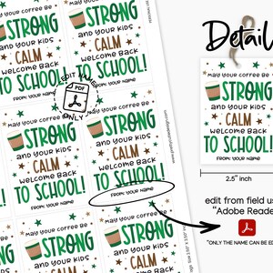 Welcome Back to School Coffee Gift Tag, Teacher Gift Tag Back to School ...