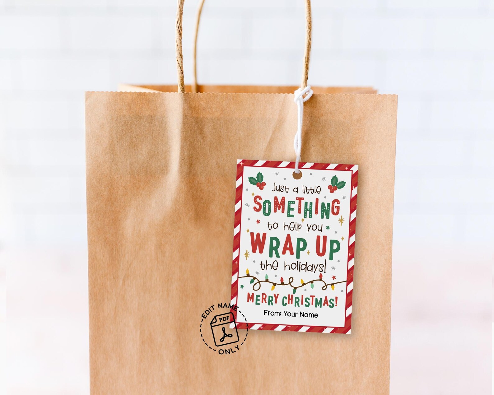 Christmas Gift Tags, Wrap up the Holidays Printable, Candy Cane Border ...