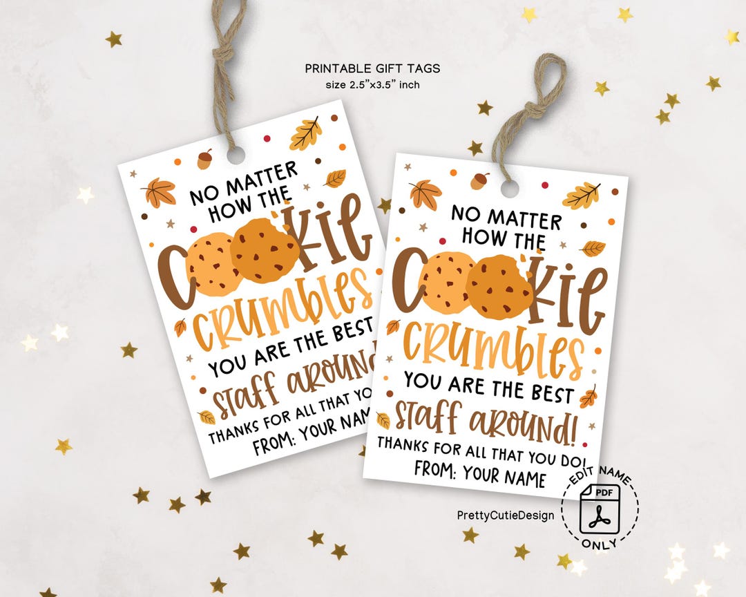 Fall Cookie Thank You Gift Tags, Thanksgiving Gift Tags Printable, No ...