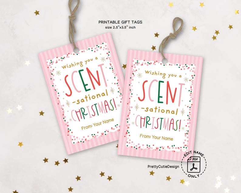 Christmas Gift Tags, Scent-sational Printable, Pink Candle and Bath ...