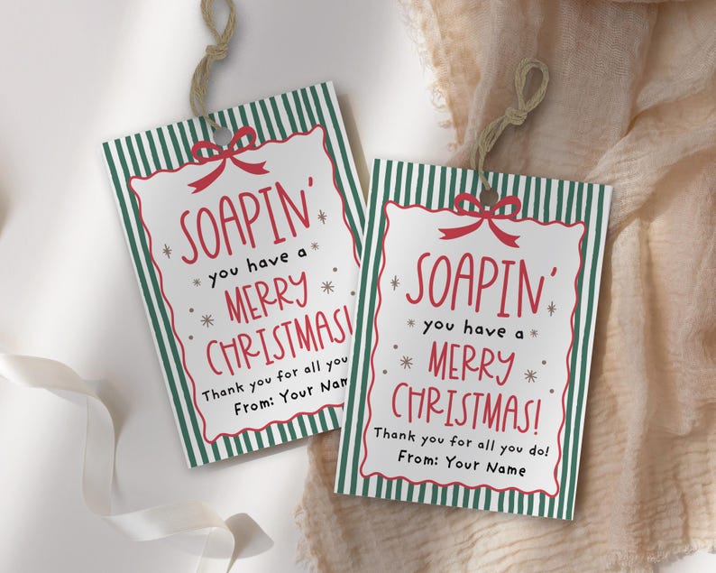 Soap Gift Tags, Merry Christmas Pun, Printable Holiday Labels for ...