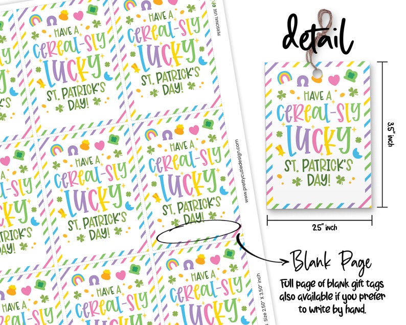 Cereal-sly Lucky St Patricks Day Gift, St Patrick Printable Cereal Tags ...