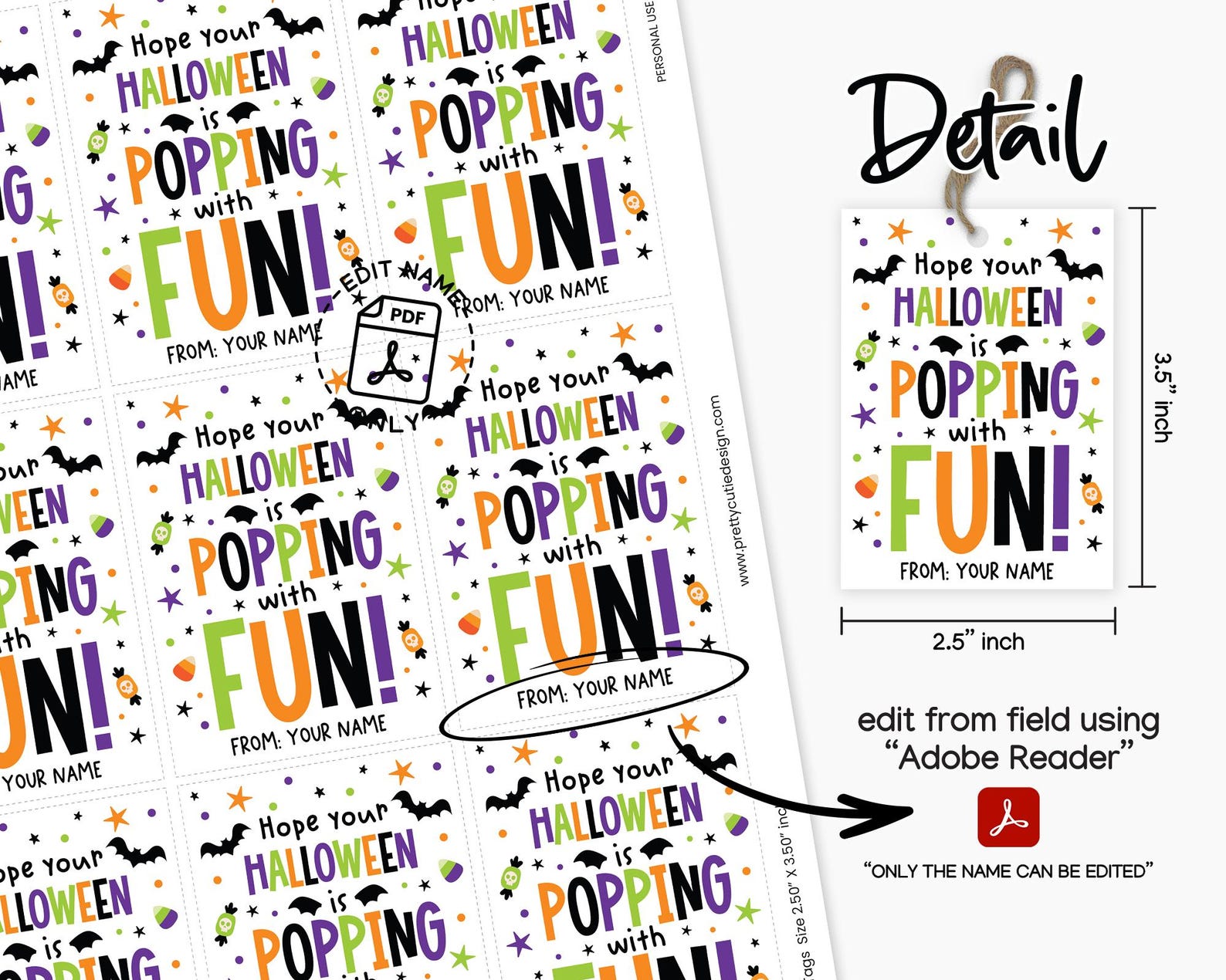Halloween Popcorn Gift Tags: "popping With Fun" Printable (digital ...
