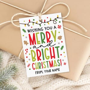 Christmas Gift Tags Printable Tags: Merry Bright Holiday Present Labels ...