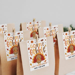 Gobble Gobble Happy Thanksgiving Gift Tags Printable, Fall Thank You ...