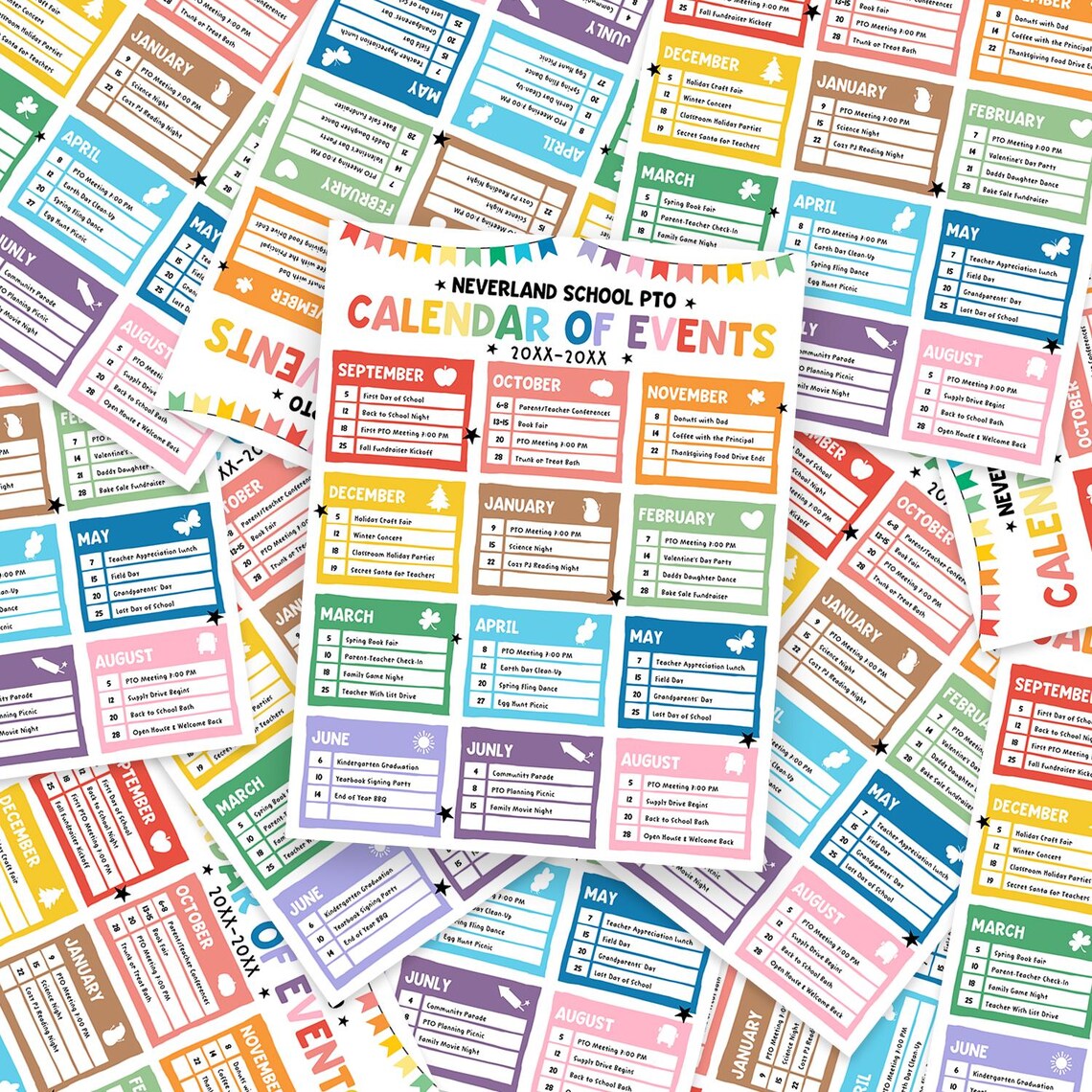 Editable School Calendar Template: PTO PTA Events Planner (canva ...
