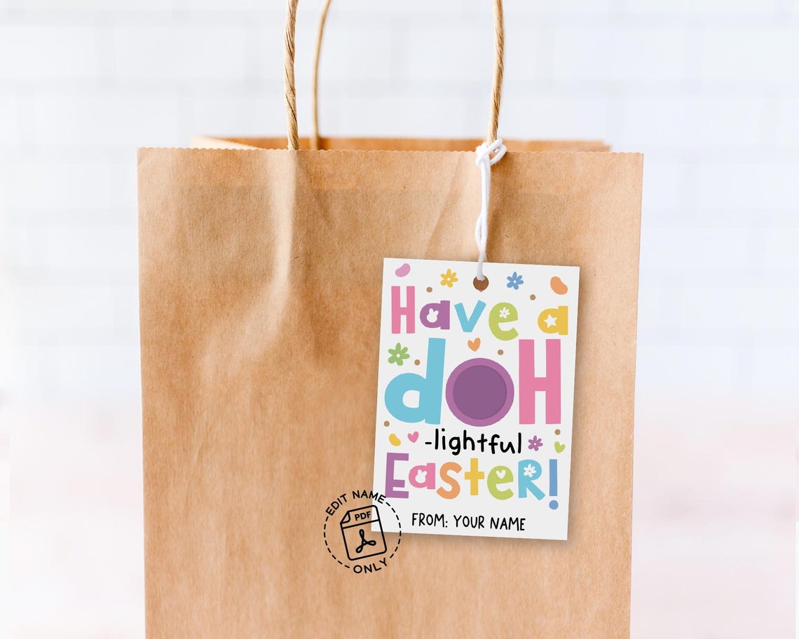 Easter Gift Tags Doh-lightful, Easter Gift Tags Printable, Playdough ...