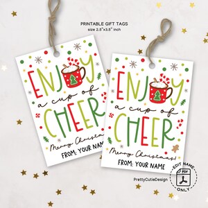 Printable Enjoy a Cup of Cheer Tag, Hot Cocoa Holiday Gift Tag ...
