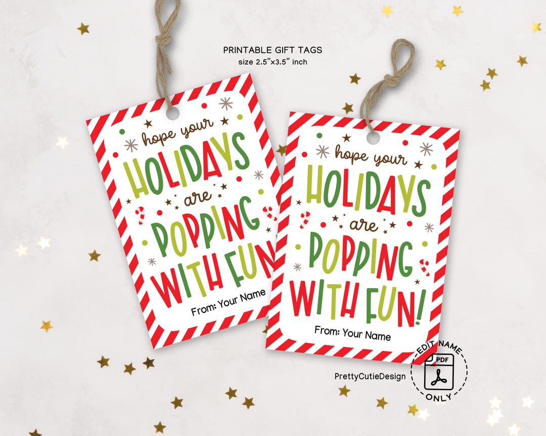 Christmas Popcorn Gift Tags Printable: Popping Fun Holiday Present ...