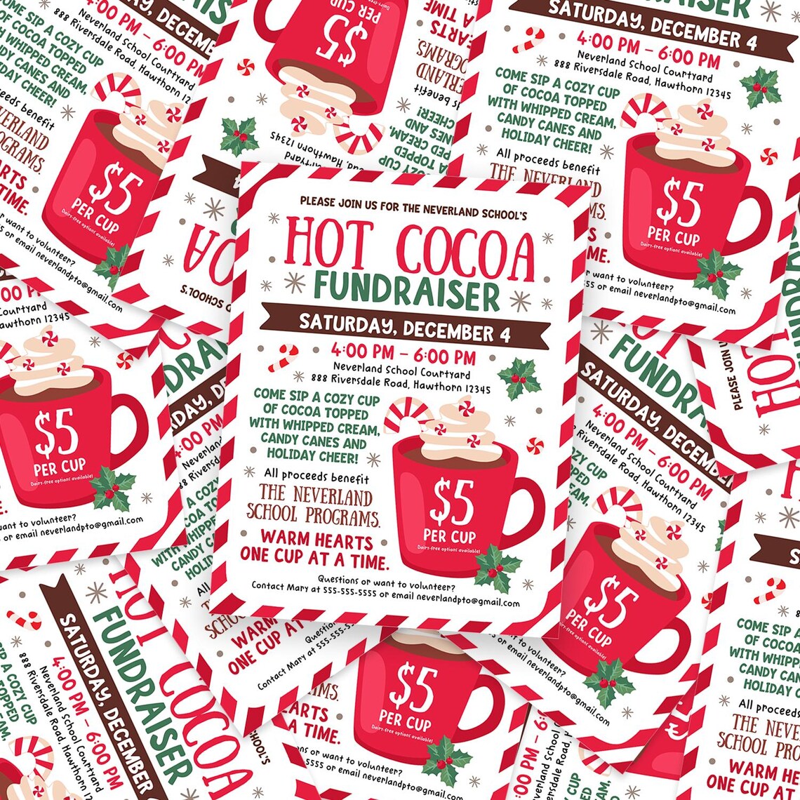 Hot Cocoa Fundraiser Flyer, Canva Template, School Holiday Event Poster ...