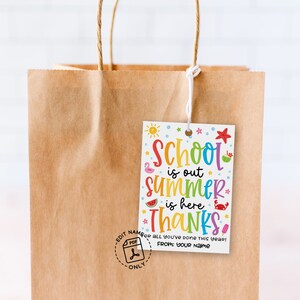 End of School Year Gift Tags, School's Out for Summer Tags, Summer ...