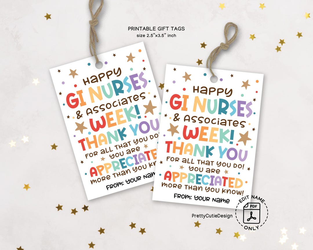 GI Nurses Week Gift Tag Printable, Happy GI Nurses and Associates ...