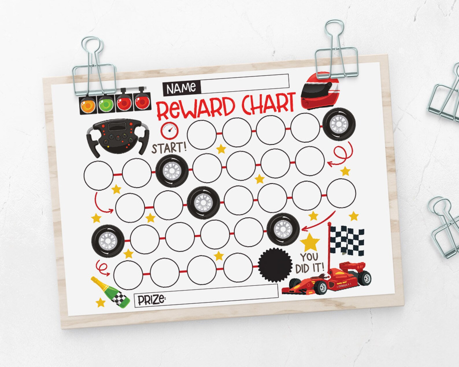Race Car Reward Chart for Kids for Kids Simple Kids Reward | Etsy