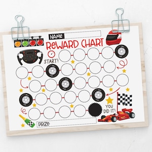 Race Car Reward Chart for Kids for Kids, Simple Kids Reward Chart ...